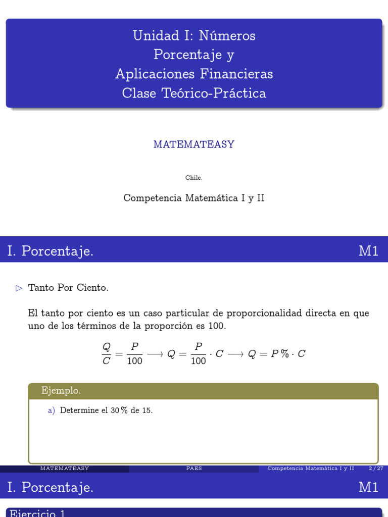CT1.3 - M1M2 - Porcentaje y Aplicaciones Financieras | PDF | Porcentaje | Interés