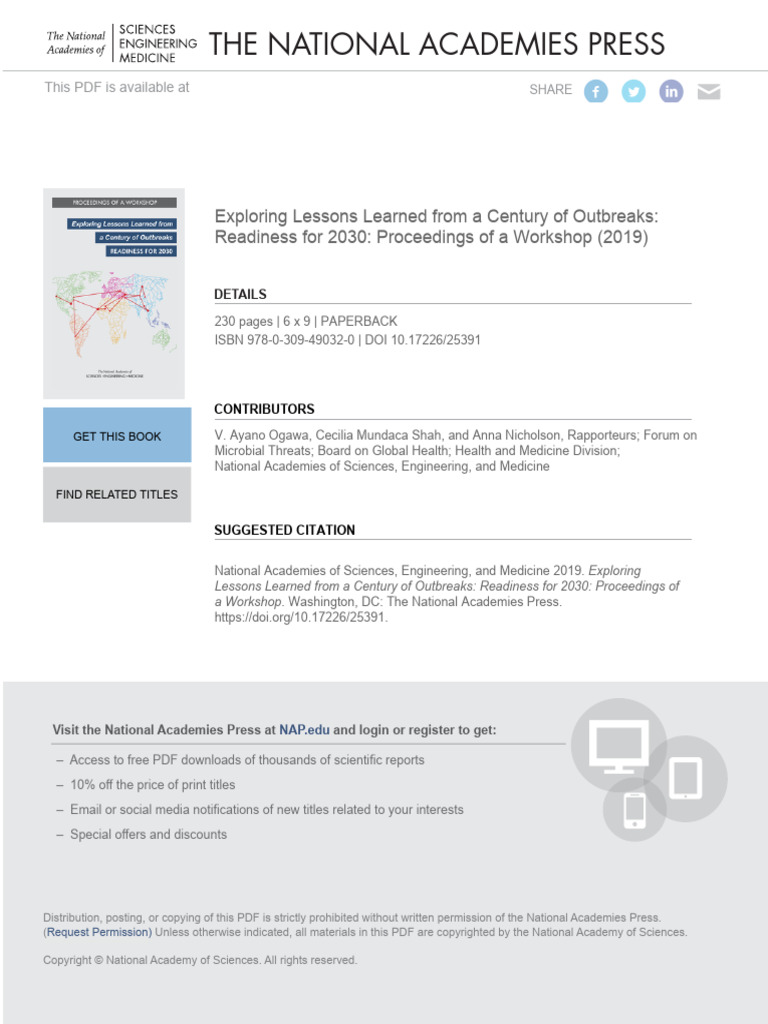 Exploring Lessons Learned From A Century of Outbreaks - Readiness For ...