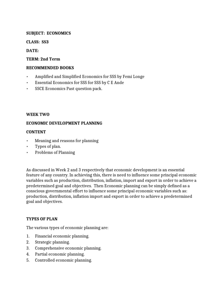Economic Development Planning | PDF | Economic Planning | Economics