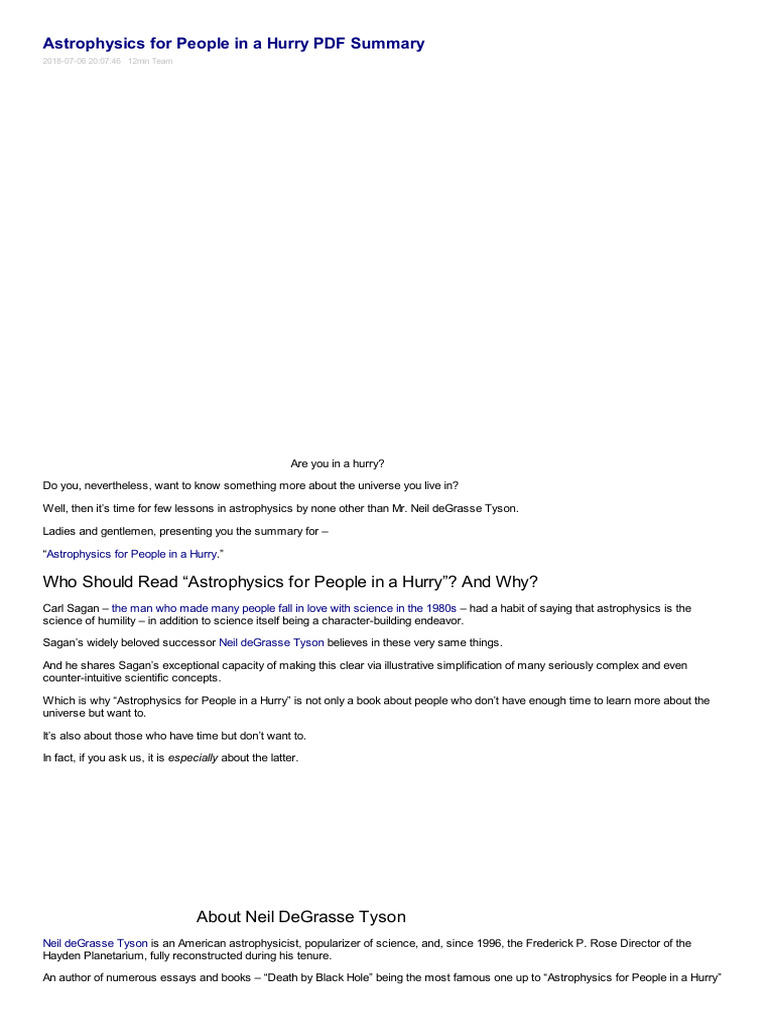 Astrophysics For People in A Hurry | PDF | Gravity | Universe