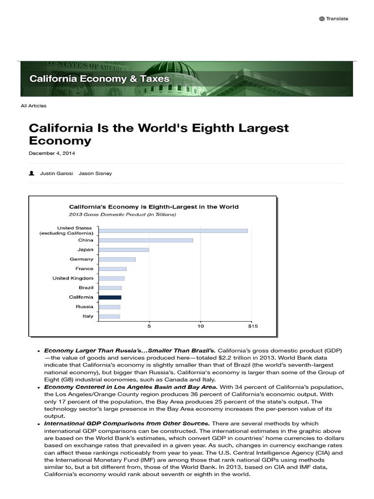 California's Economy: 8th Largest Globally | PDF | Cost Of Living ...