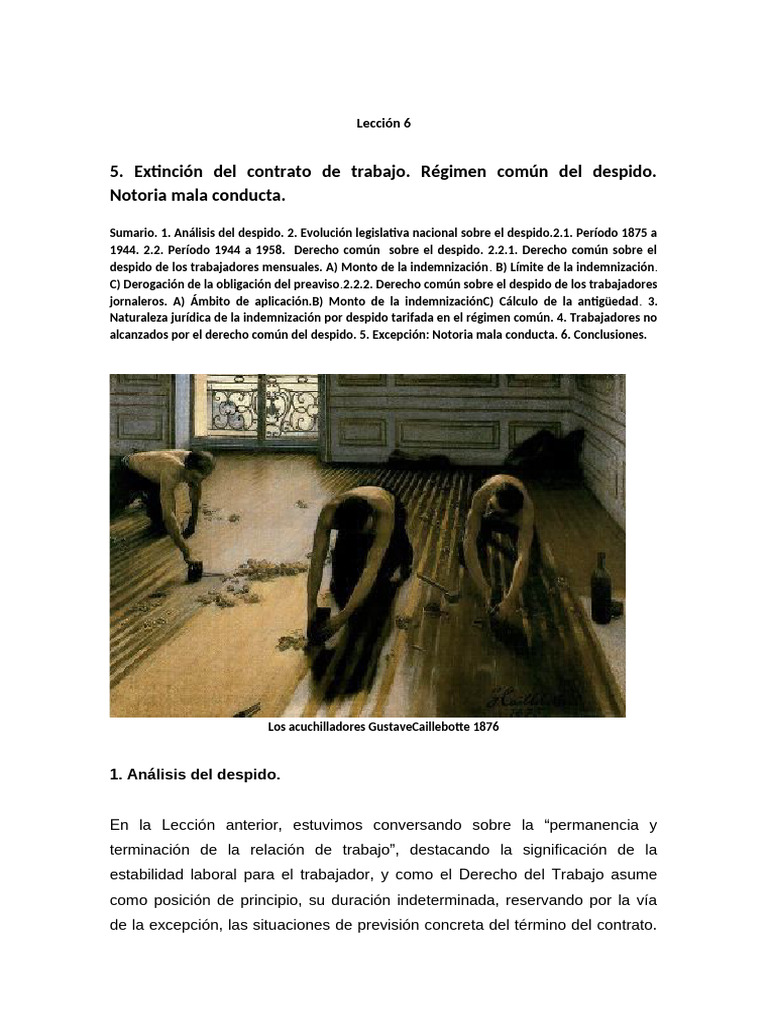 Extinción del Contrato de Trabajo: Despido | PDF | Salario | Pieza de ...