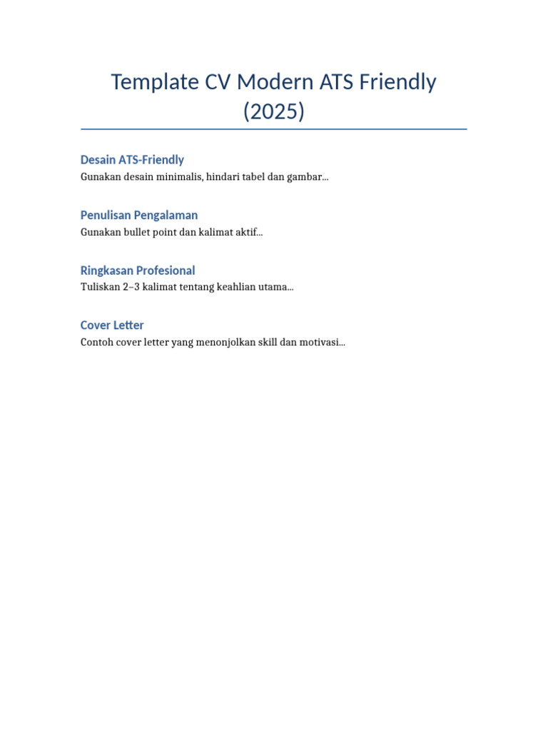Template CV Modern ATS 2025 | PDF