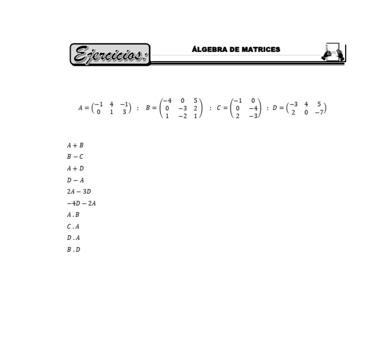 Ejercicios - Matrices y Algebra de Matrices | PDF