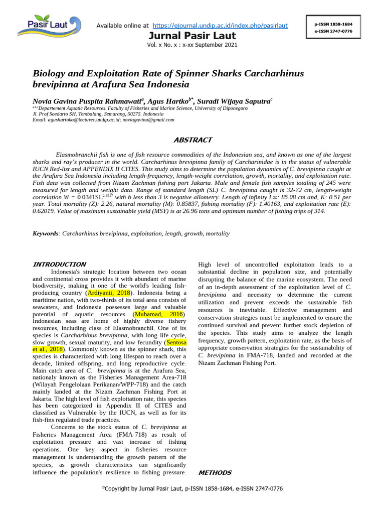 001 Draft Artikel Jurnal Novia Gavina (English) V2 Edit AH | PDF | Fisheries Management ...
