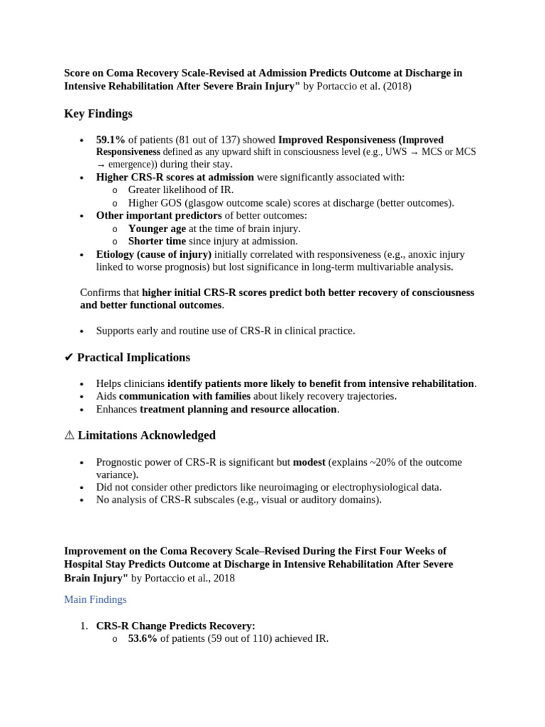 Score On Coma Recovery Scale | PDF | Coma | Medical Specialties