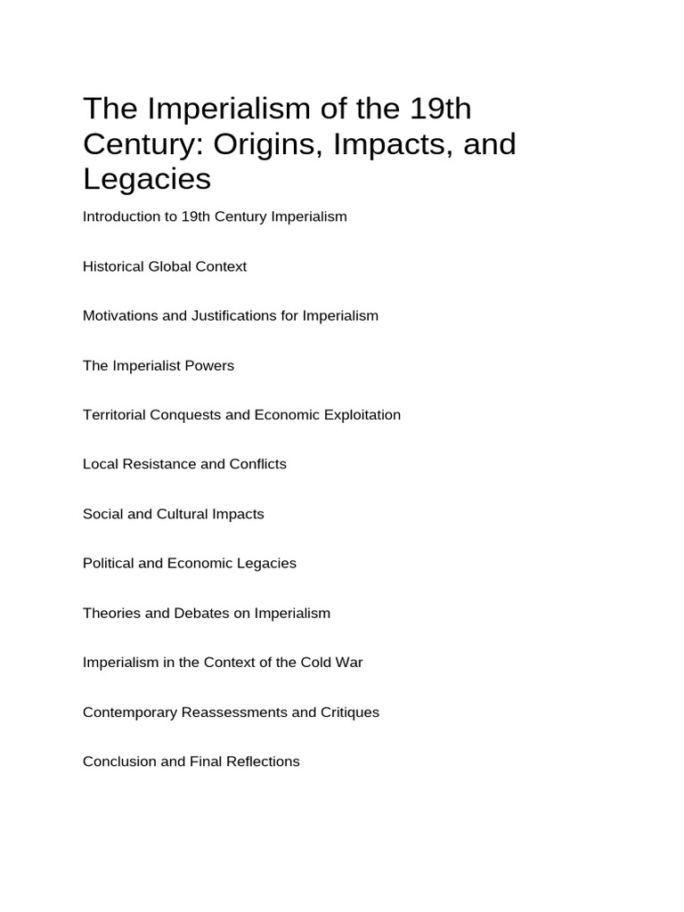 The Imperialism of The 19th Century Origins Impacts and Legacies | PDF