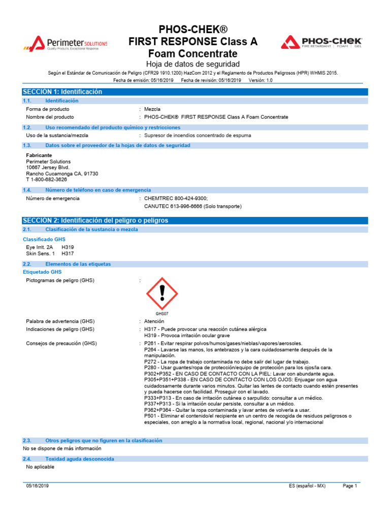 Hoja de datos de PHOS-CHEK® Foam | PDF