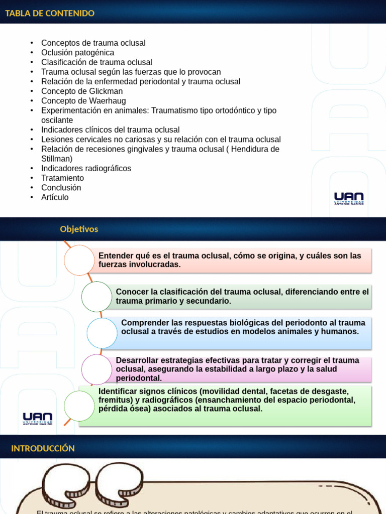 Trauma Oclusal: Conceptos y Clasificación | PDF | Odontología ...