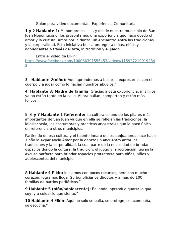 Guion para Video Documental | PDF