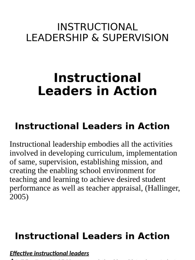 Instructional Leadership for Positive Learning | PDF | Teachers ...