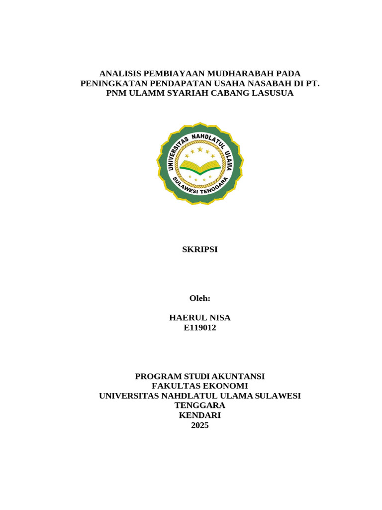 Analisis Pembiayaan Mudharabah PNM | PDF