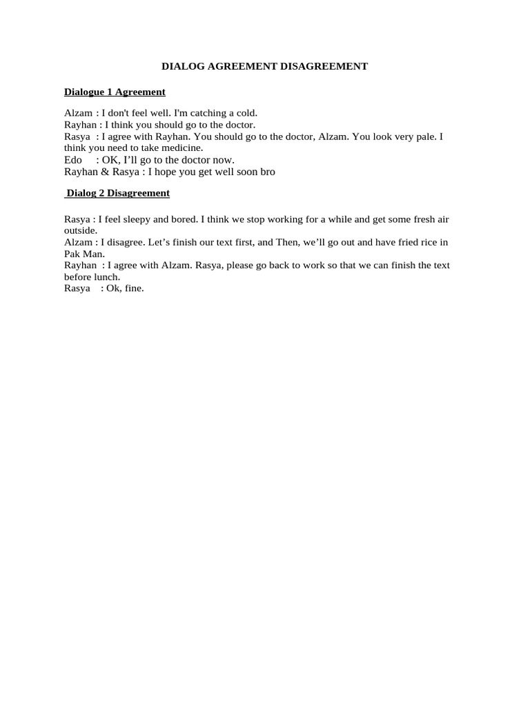 Contoh Dialog Agreement Disagreement | PDF