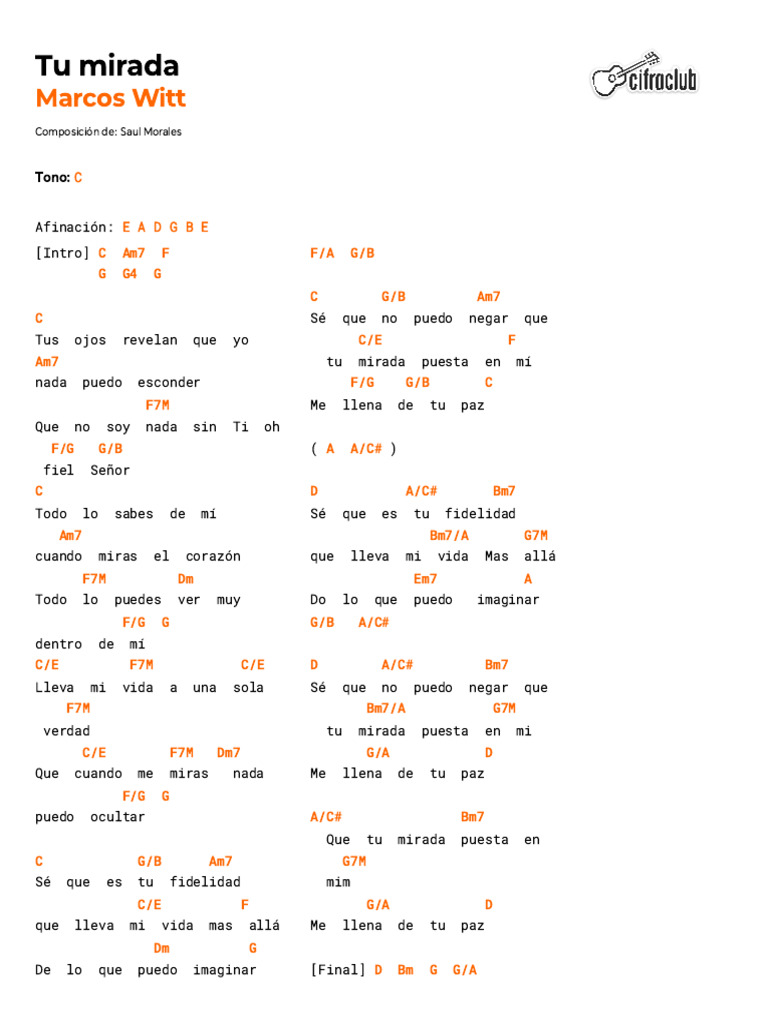 Cifra Club Marcos Witt Tu Mirada Pdf