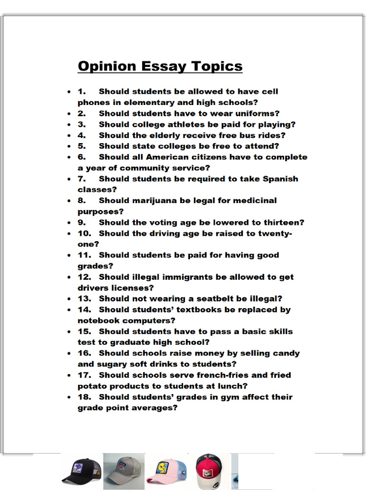 Opinion Essay Topics - 80+ Ideas For Students | PDF