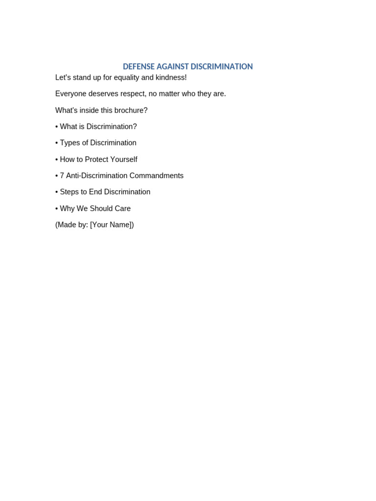 Defense Against Discrimination Brochure | PDF