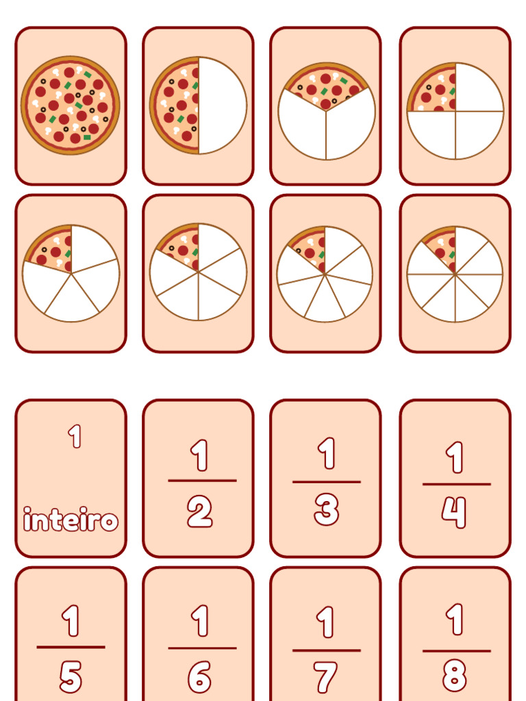 Orange Pizza Fractions Flashcards Matching Activity Game - 20250627 ...