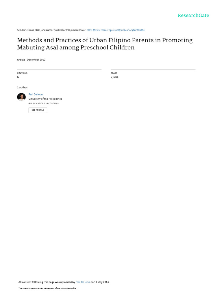 Methodsand Practicesof Urban Filipino Parentsin Promoting Mabuting ...