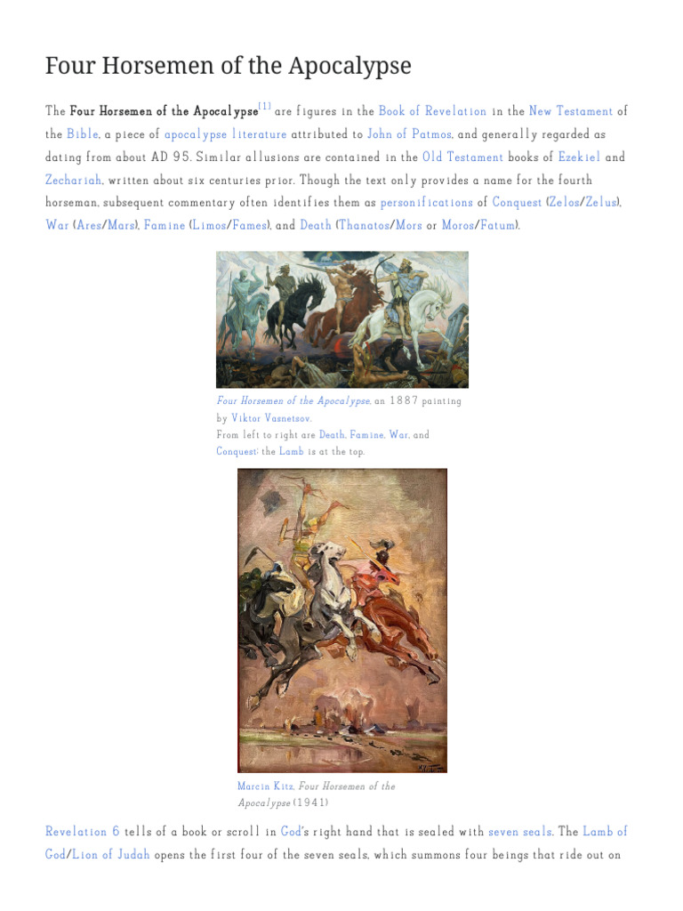 Four Horsemen of The Apocalypse - Wikipedia | PDF