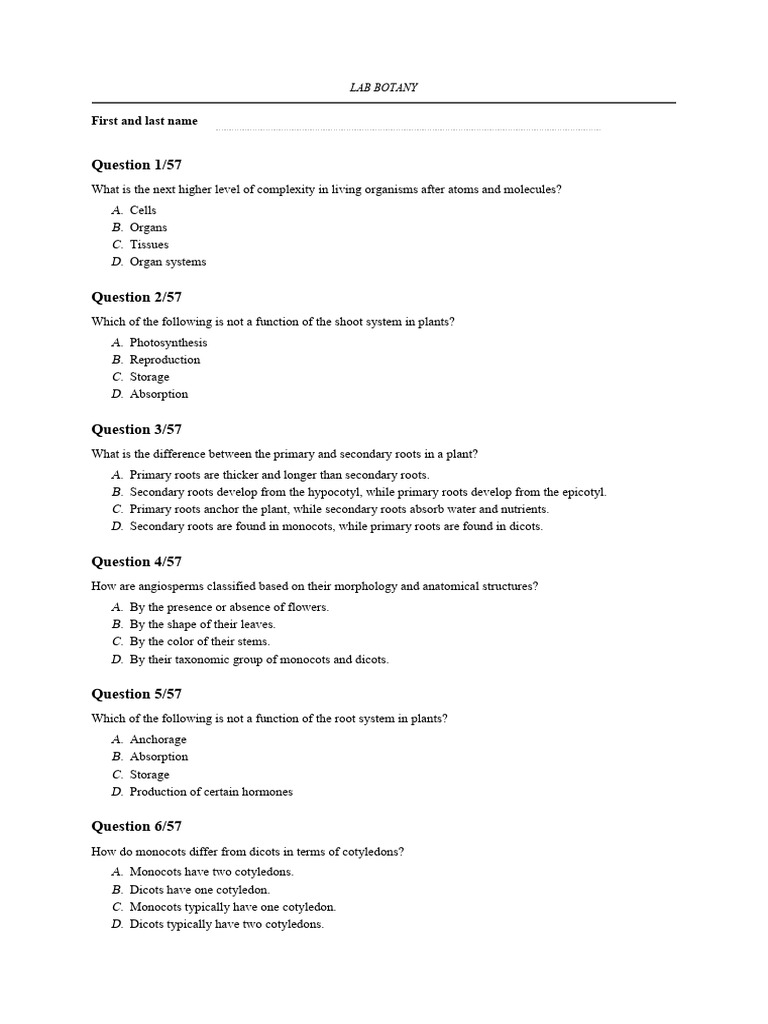 Lab Botany: Plant Structure & Microscopy | PDF | Plant Stem | Leaf