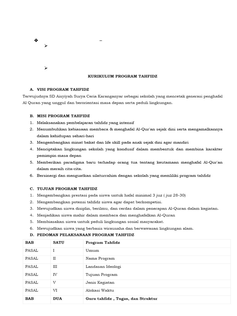 Program Tahfidz SD ASC 2025/2026 | PDF