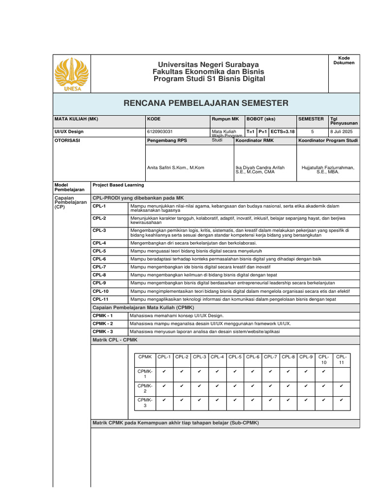 Rps Obe Ui - Ux Design | PDF