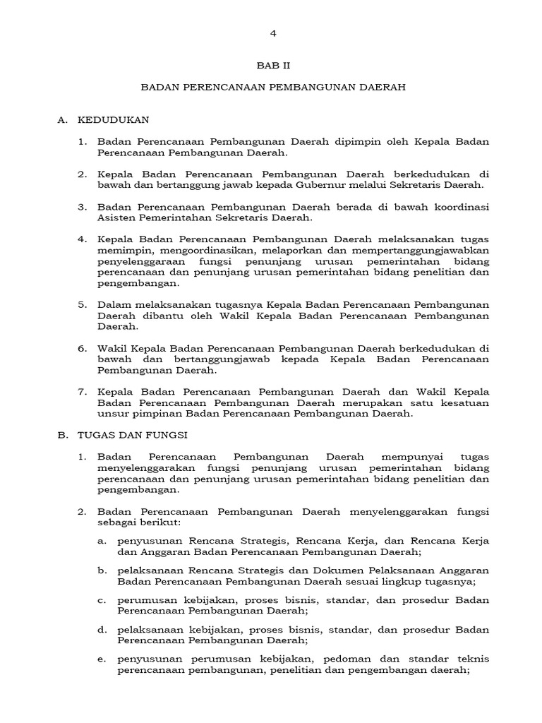 Struktur dan Tugas Bappeda Daerah | PDF