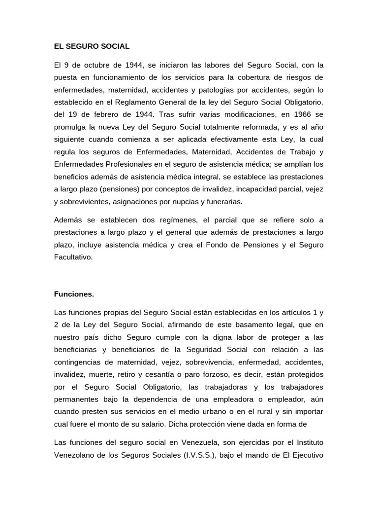 Historia y Funciones del Seguro Social | PDF | Seguro | Pensión