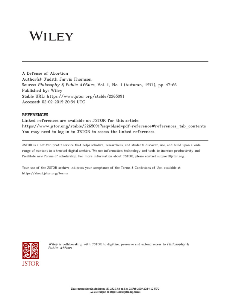 Thomson's Defense of Abortion | PDF