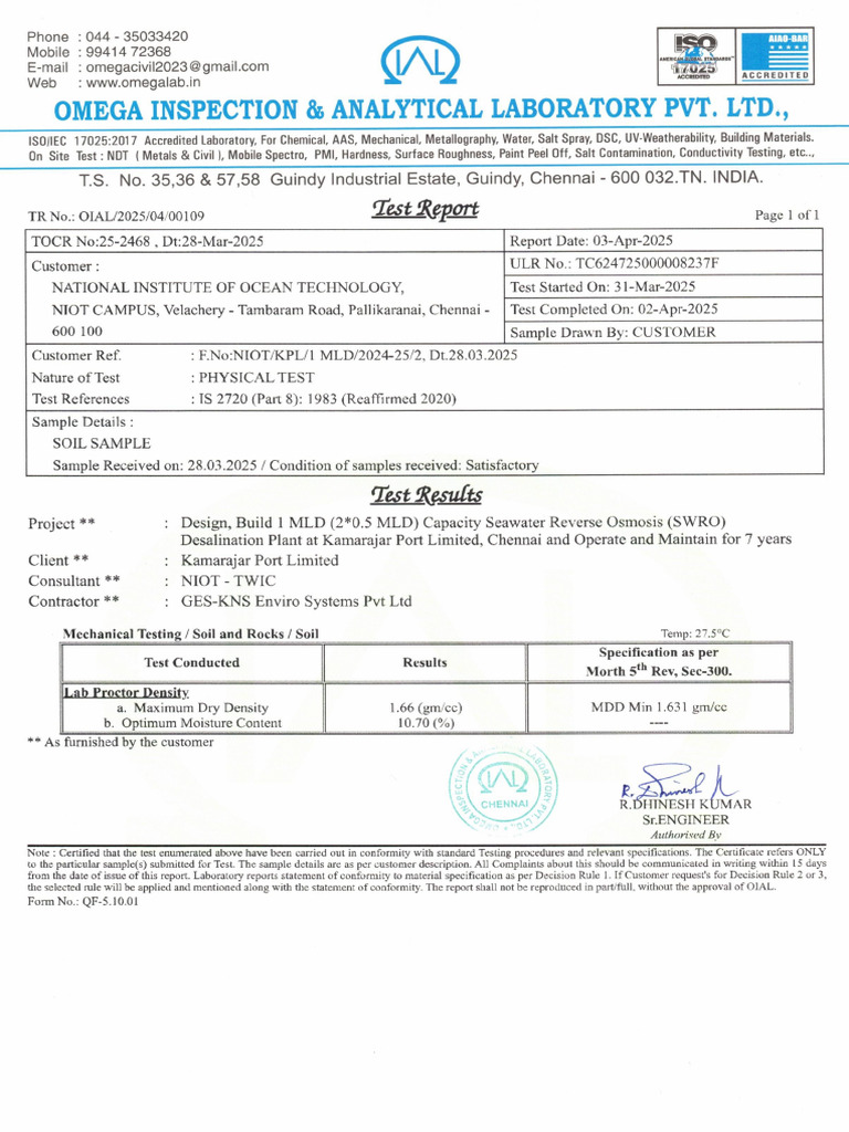 01 Admin Building - MDD - OMC - Compaction Test | PDF