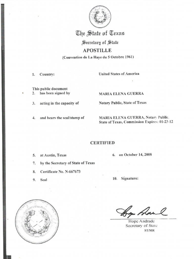 Apostille Certificado Falso Texas Karl Martin Kortemeyer | PDF