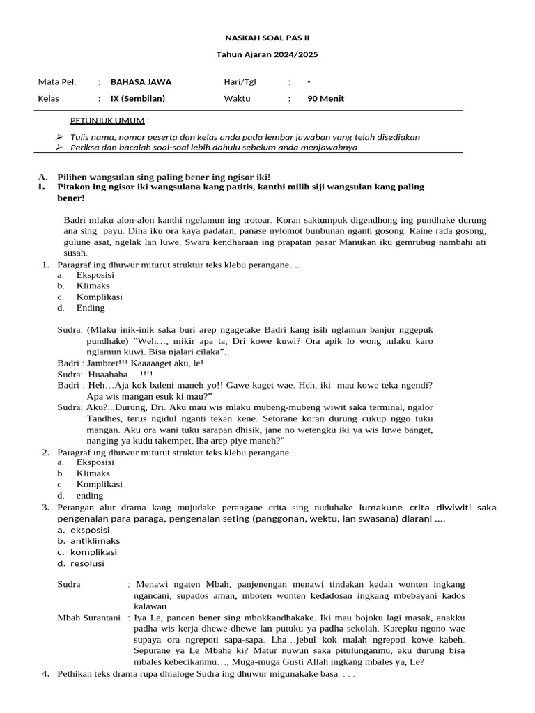 Soal Psaj Klas 9 | PDF