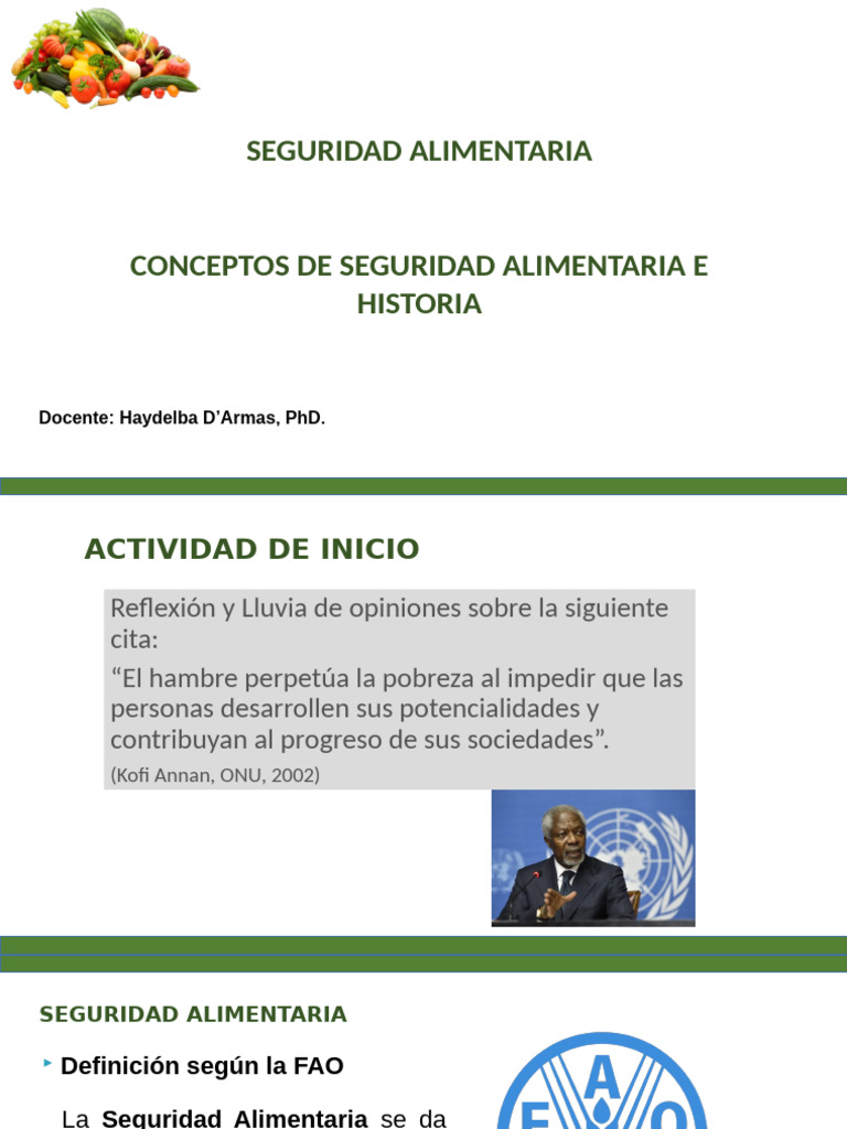Unidad 1 Tema 1 Conceptos de Seguridad Alimentaria e Historia - Clase Virtual Haydelba D Armas ...