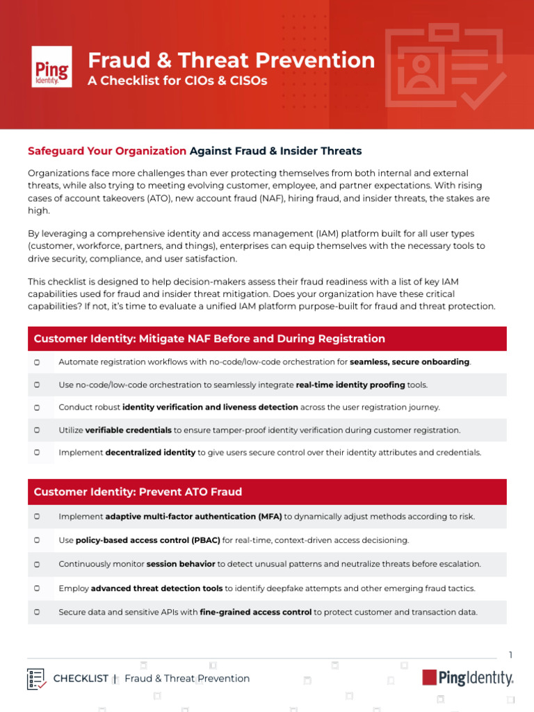 4112 - CIO - CISO - Fraud & Threat Prevention Checklist | PDF | Computer Security | Security