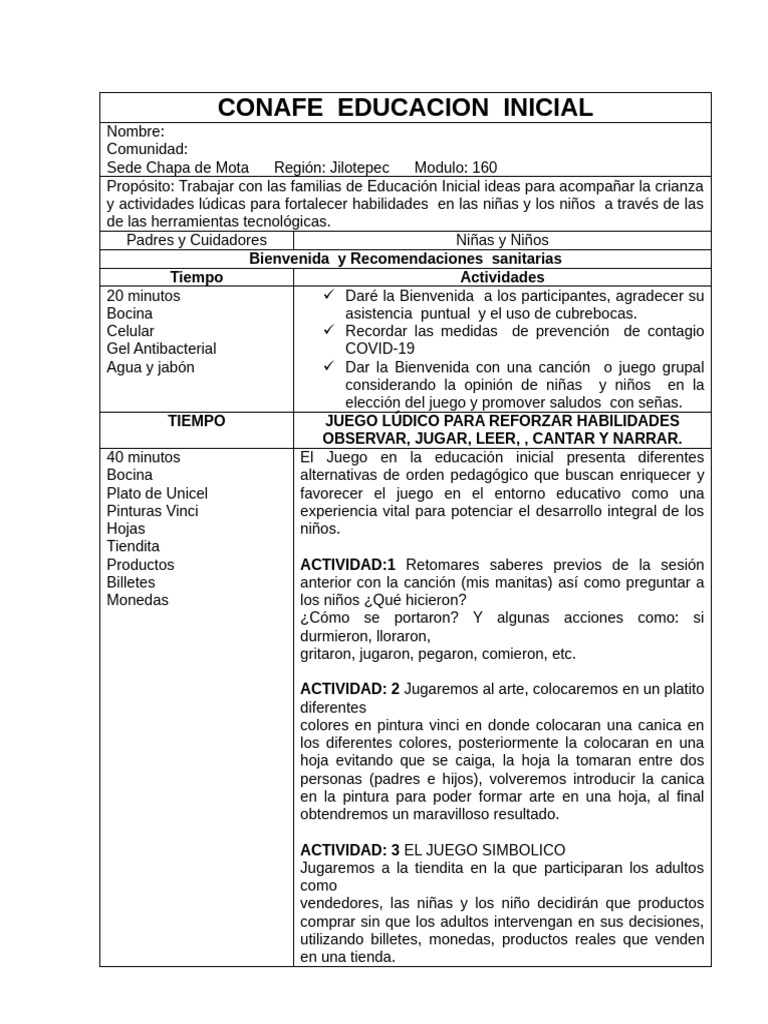 Conafe Educacion Inicial | PDF | Cognición | Ciencias del comportamiento