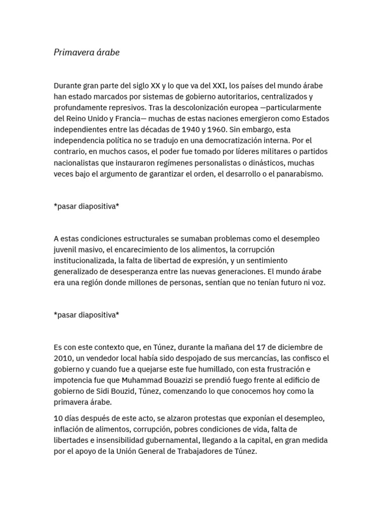 Guion Expo Primavera Arabe | PDF | Primavera árabe | Gobierno