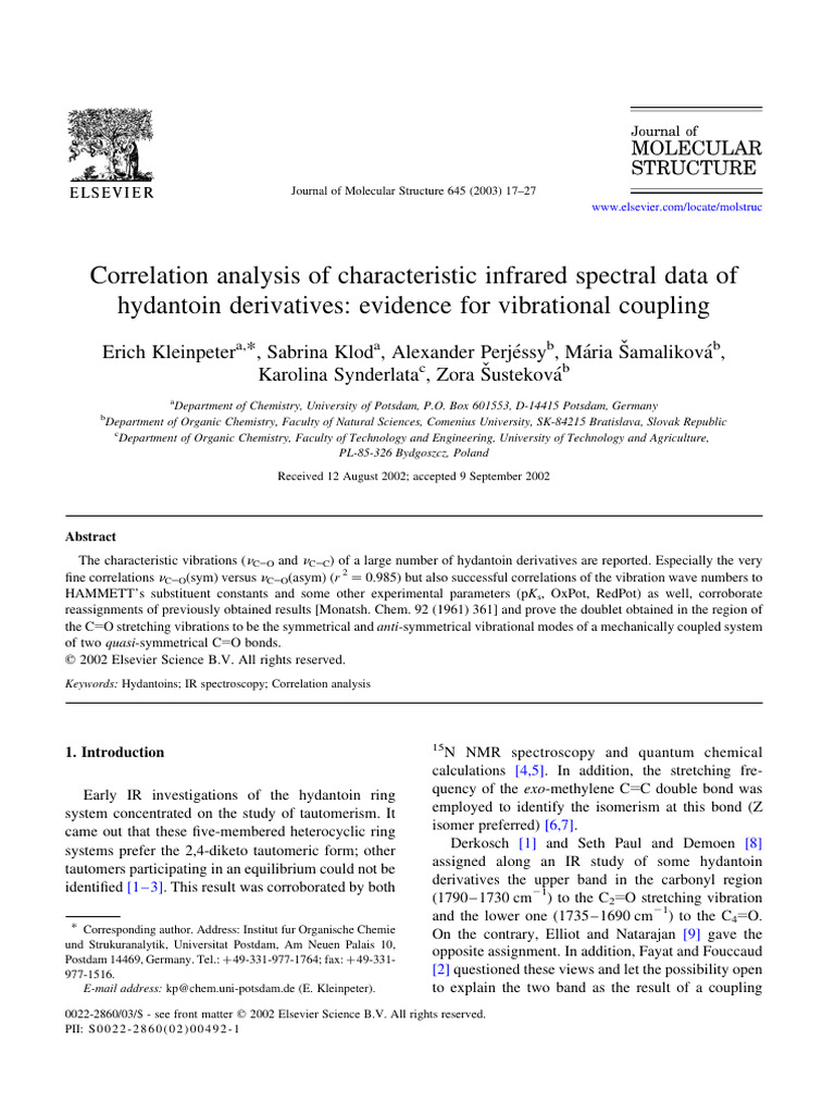 Correlation Analysis of Characteristic Infrared Spectral Data of ...