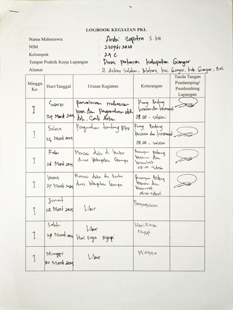 Logbook Andri | PDF