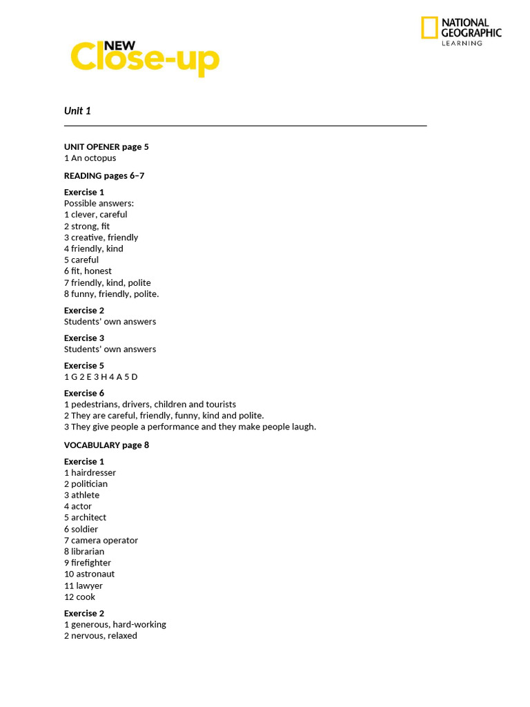 Octopus: Vocabulary and Exercises | PDF | Coral | Tableware