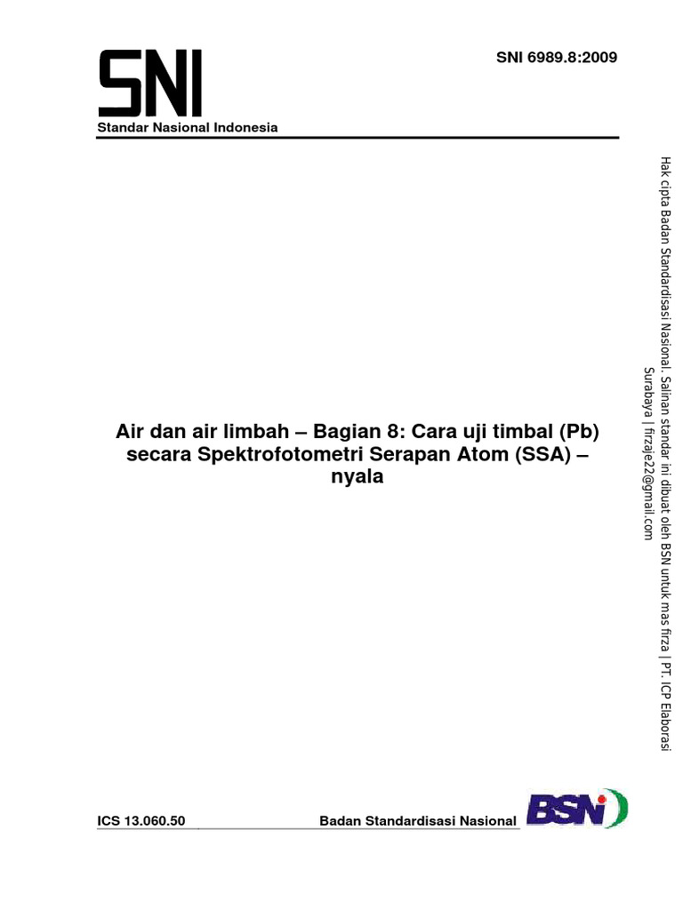 6 SNI 6989.8-2009 Air Dan Air Limbah - Bagian 8 Cara Uji Timbal (PB ...