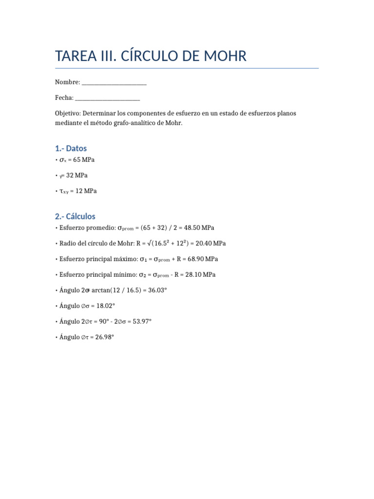 Circulo de Mohr Actualizado | PDF