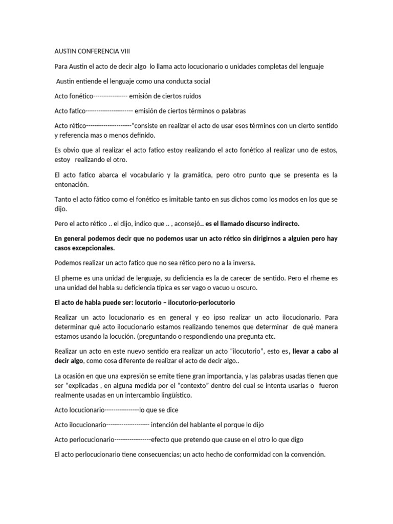 Actos de habla según Austin | PDF | Comunicación humana | Lingüística