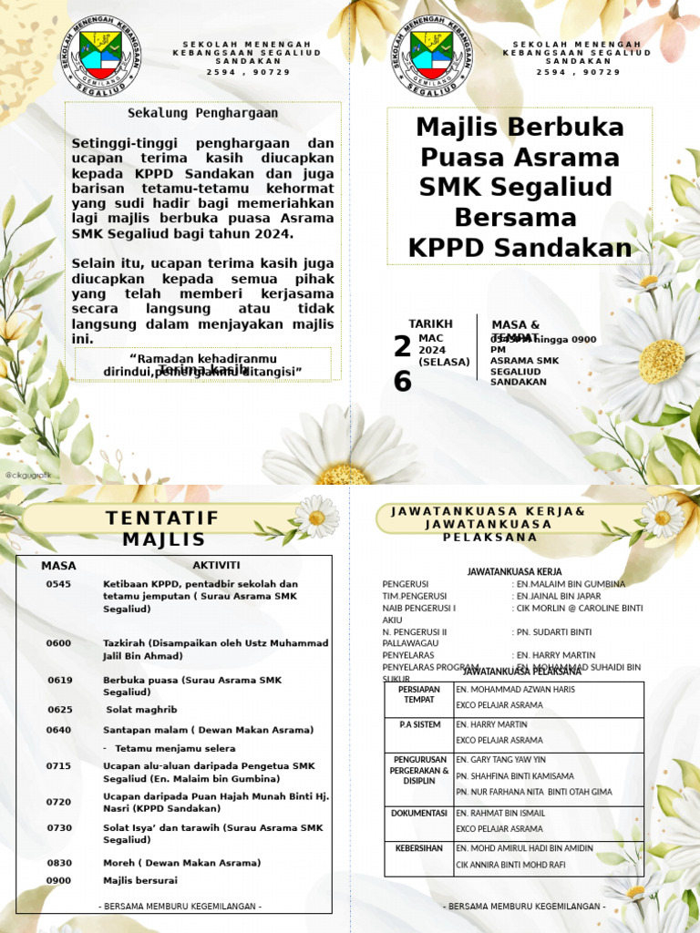 Buku Program Berbuka Puasa Asrama 2024 | PDF
