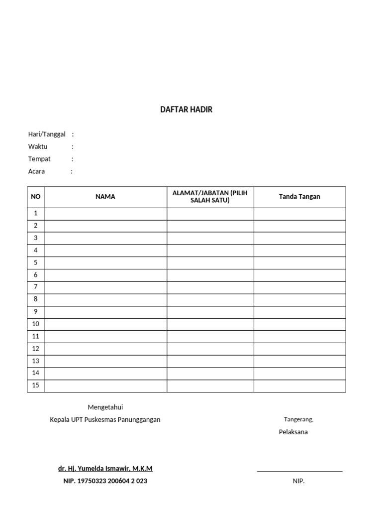 Format Absen Kegiatan | PDF