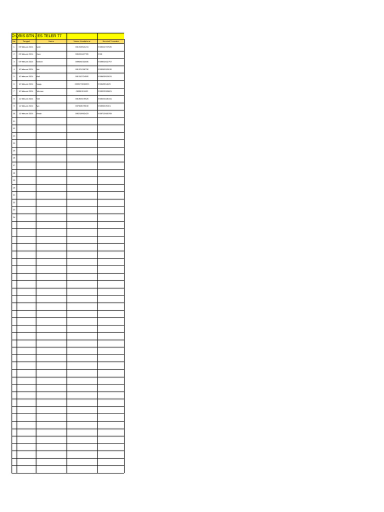 Form Rekap Hut Btn 2024 (Kkb) | PDF