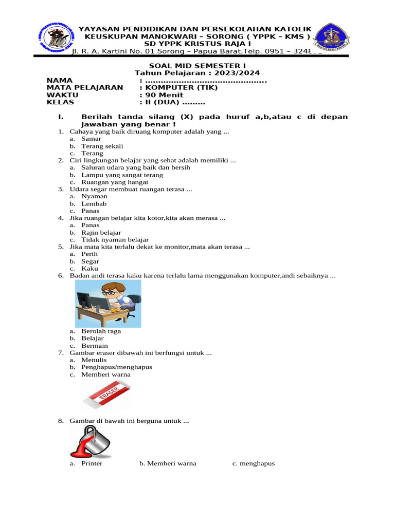 Soal Mid Semester 1 Kelas 2 Ta 2023-2024 | PDF