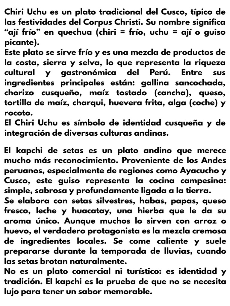 Chiri Uchu Es Un Plato Tradicional Del Cusco, Típico de Las ...