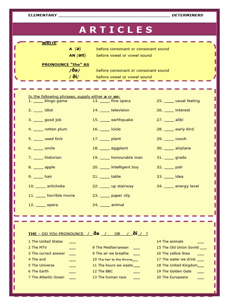 Definite and Indefinite Articles - 4704 | PDF | Linguistics