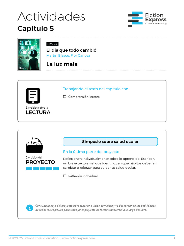 Actividades El Dia Que Todo Cambio Capitulo 5 1 | PDF