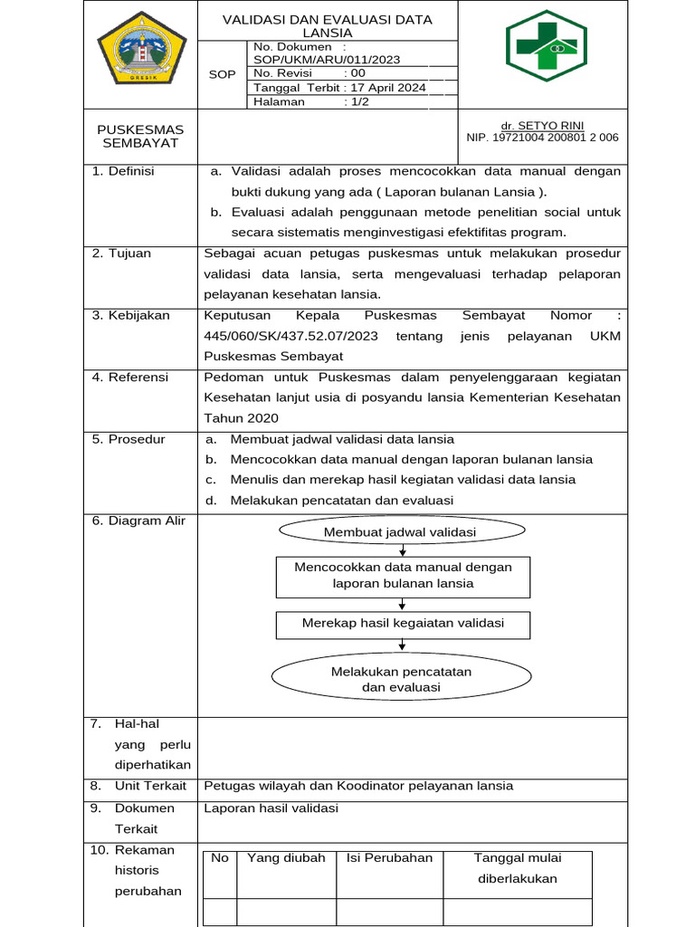 Sop - Validasi Lansia 2024 | PDF